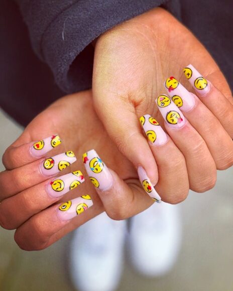 53 Eye-Catching Emoji Nails to Dress Up Your Look - The Cuddl